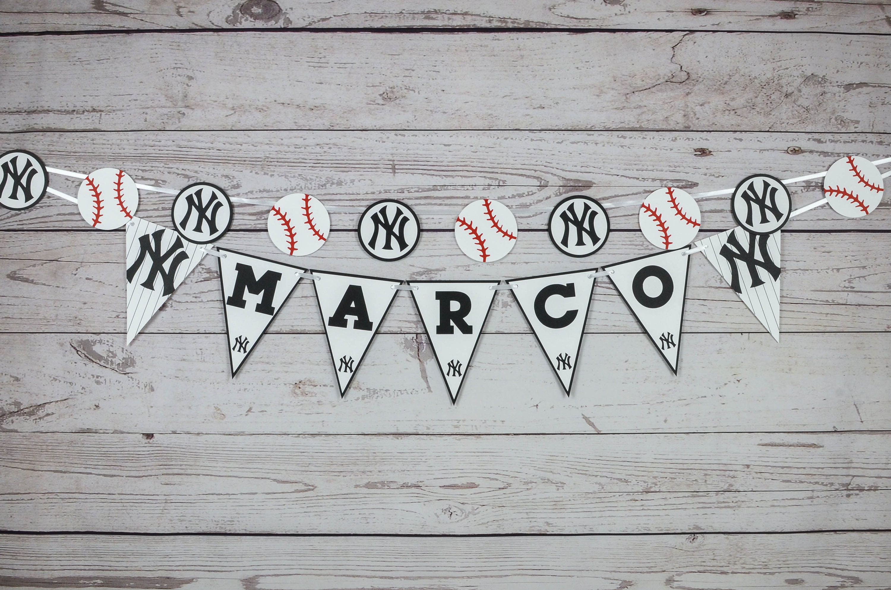 New York Yankees Happy Birthday Banner Baseball Party - Etsy
