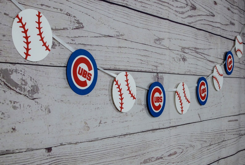 Chicago Cubs Garland Baseball Party Chicago Cubs Birthday - Etsy