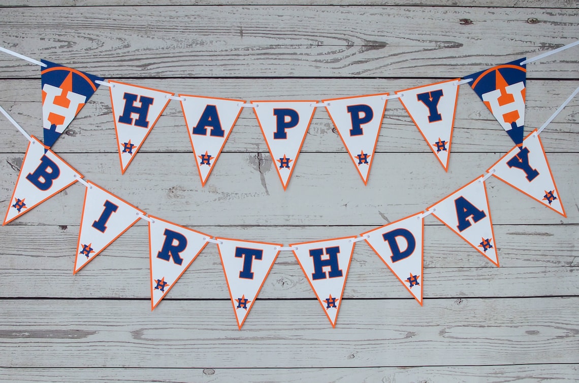 Houston Astros Happy Birthday Banner Baseball Party - Etsy Hong Kong