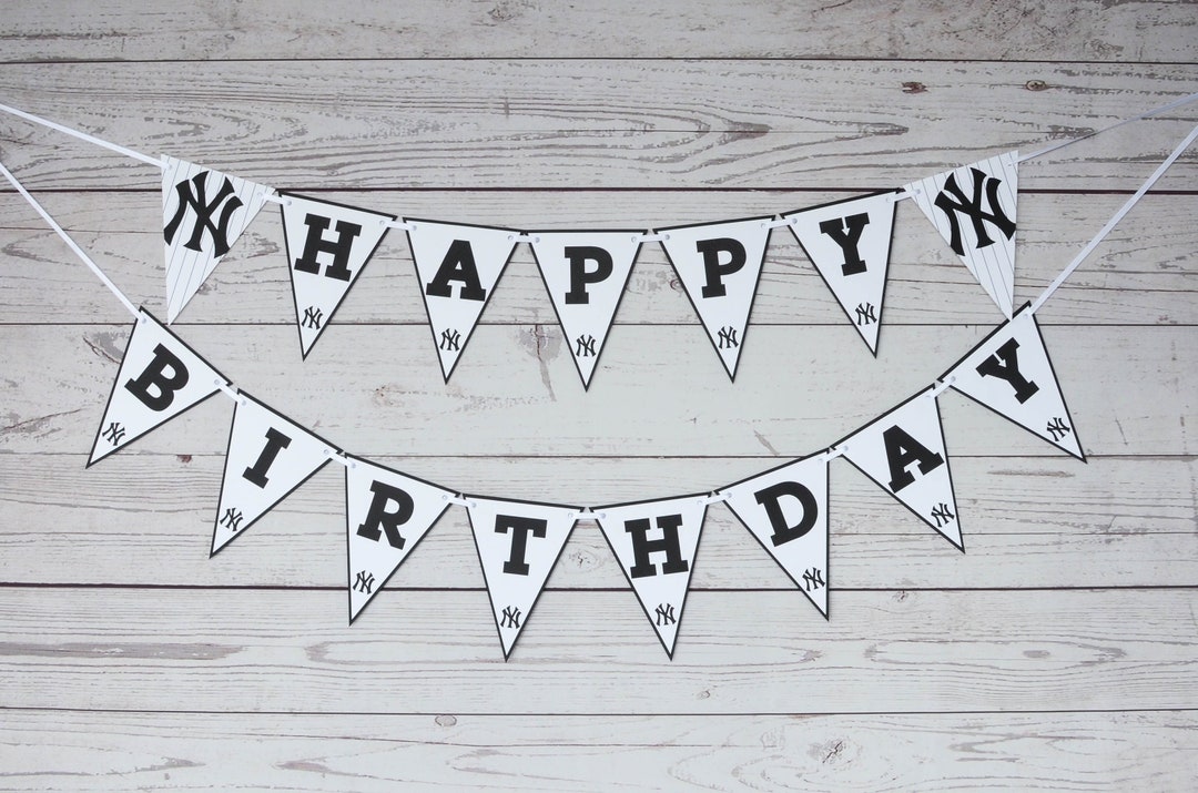 New York Yankees Happy Birthday Banner, Baseball Party, Baseball, New ...