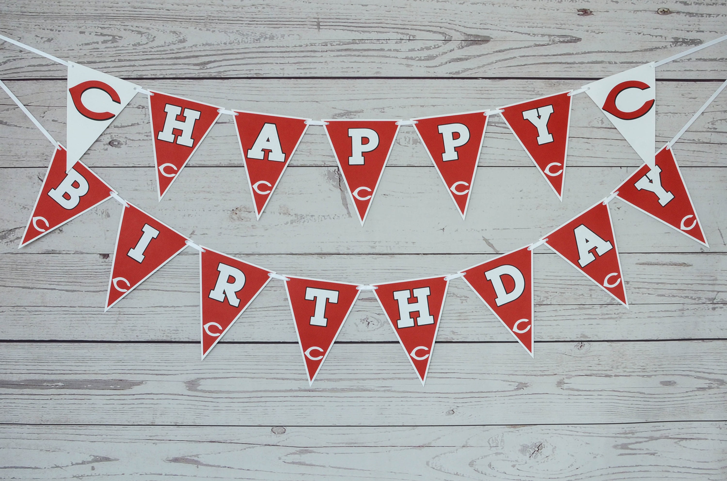 Cincinnati Reds Happy Birthday Banner Baseball Party | Etsy