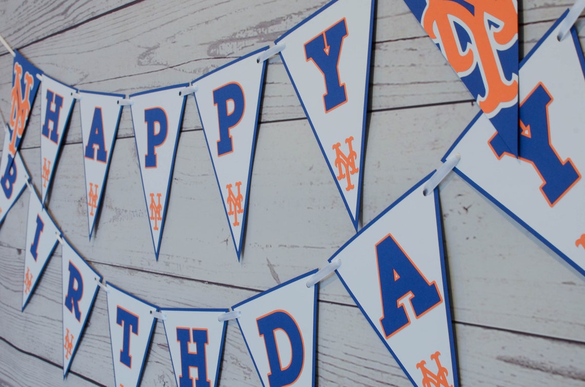 New York Mets Happy Birthday Banner Baseball Party Baseball - Etsy