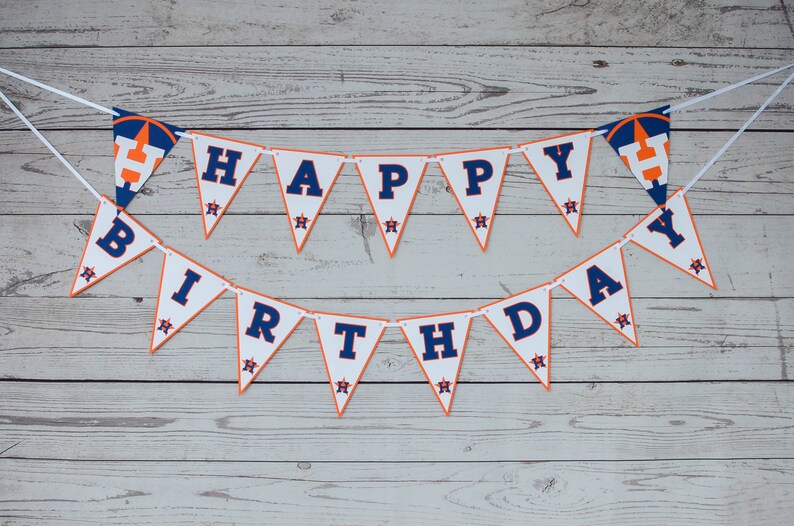 Houston Astros Happy Birthday Banner Baseball Party - Etsy