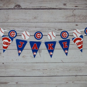 Chicago Cubs Garland, Baseball Party, Chicago Cubs Birthday Garland ...