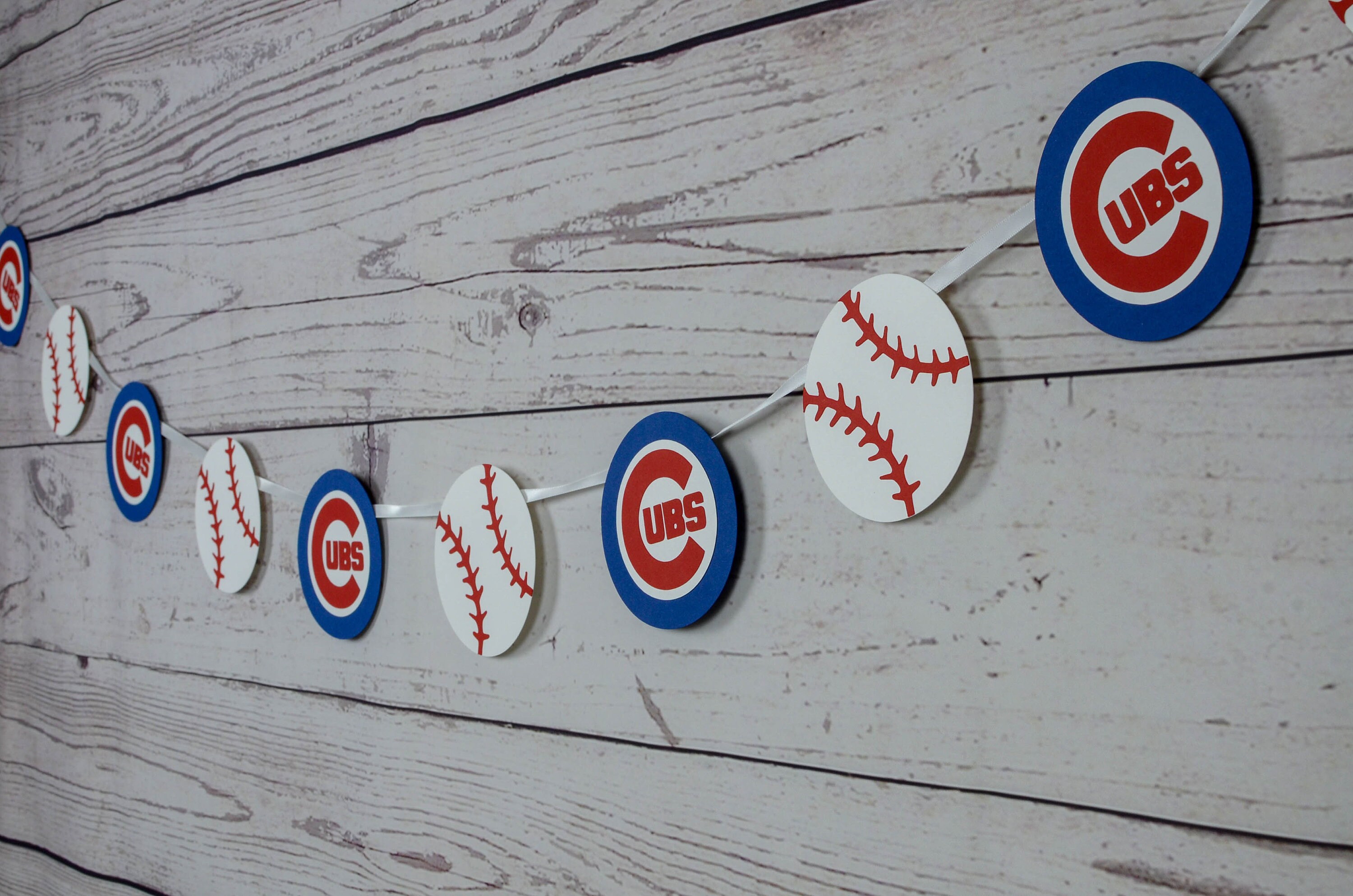 Chicago Cubs Garland Baseball Party Chicago Cubs Birthday | Etsy