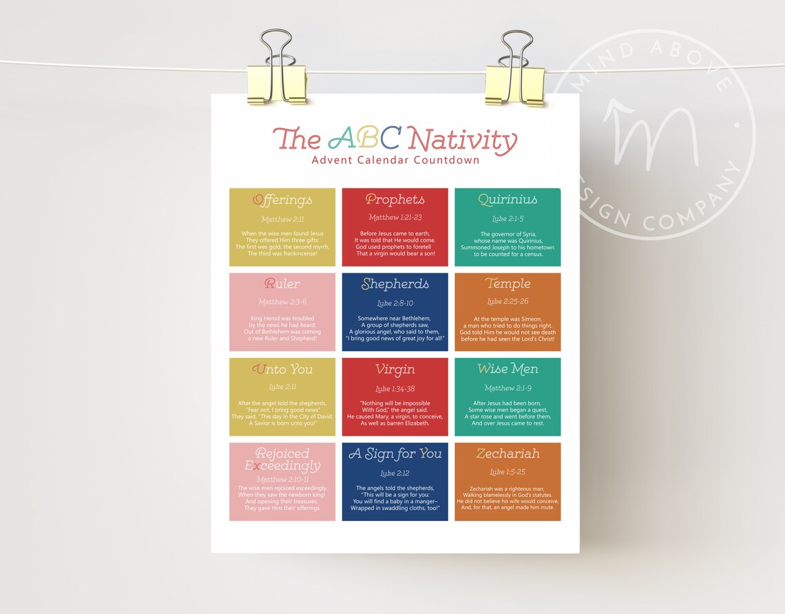 ABC Nativity Paper Chain Christian Advent Calendar Advent - Etsy