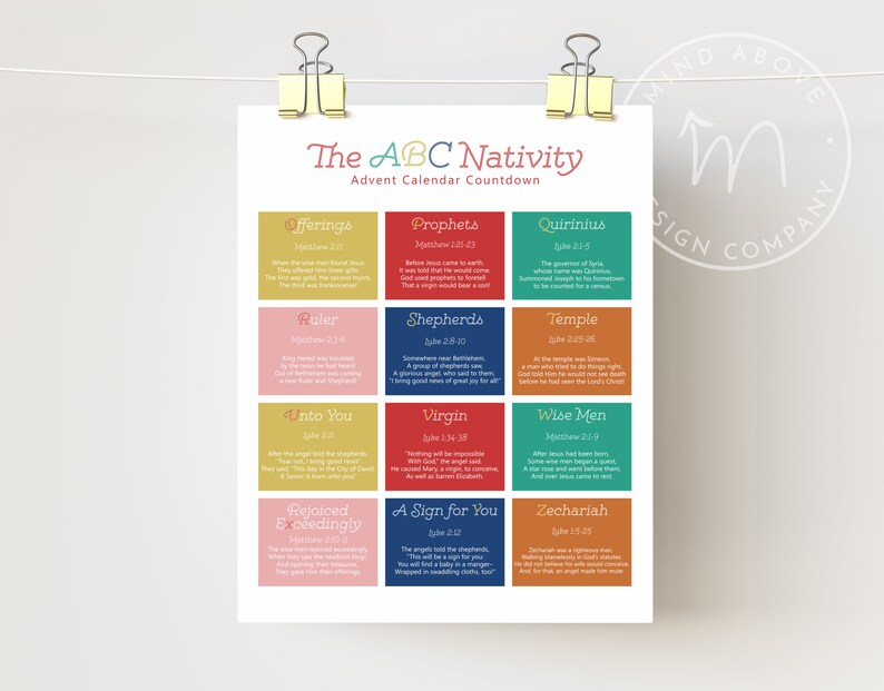 ABC Nativity Paper Chain Christian Advent Calendar Advent - Etsy