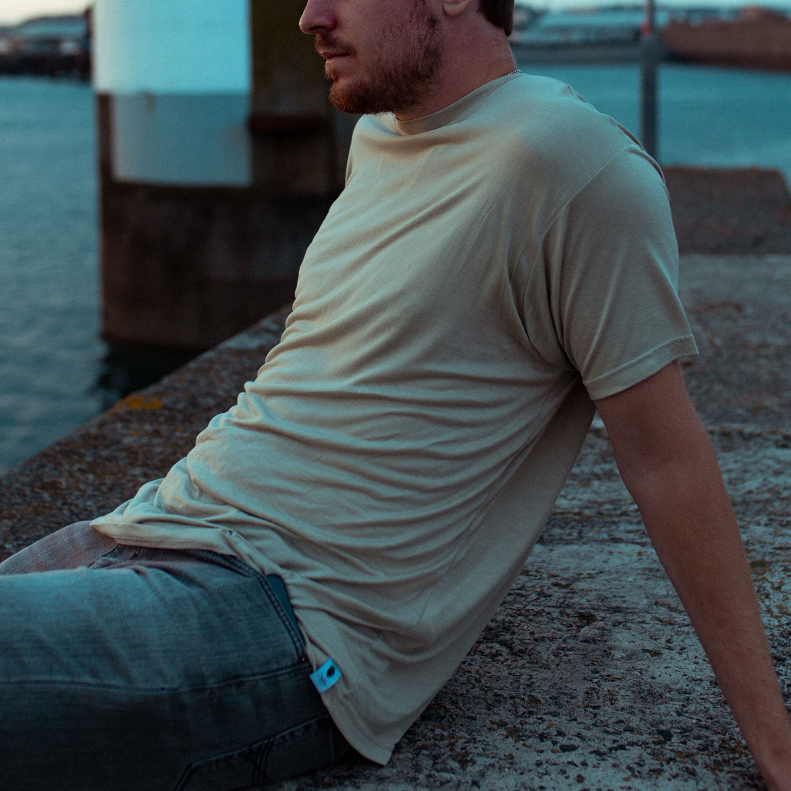 Organic Bamboo T-shirt, Natural Olive, Sustainable Crew Neck Design ...