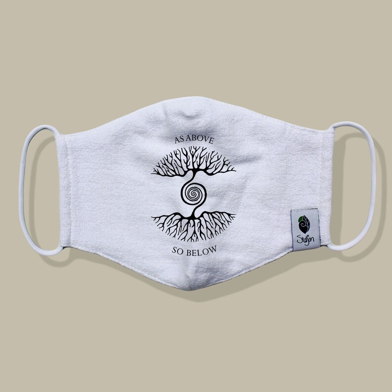 Art Face Mask Organic Bamboo & Linen as Above so Below - Etsy