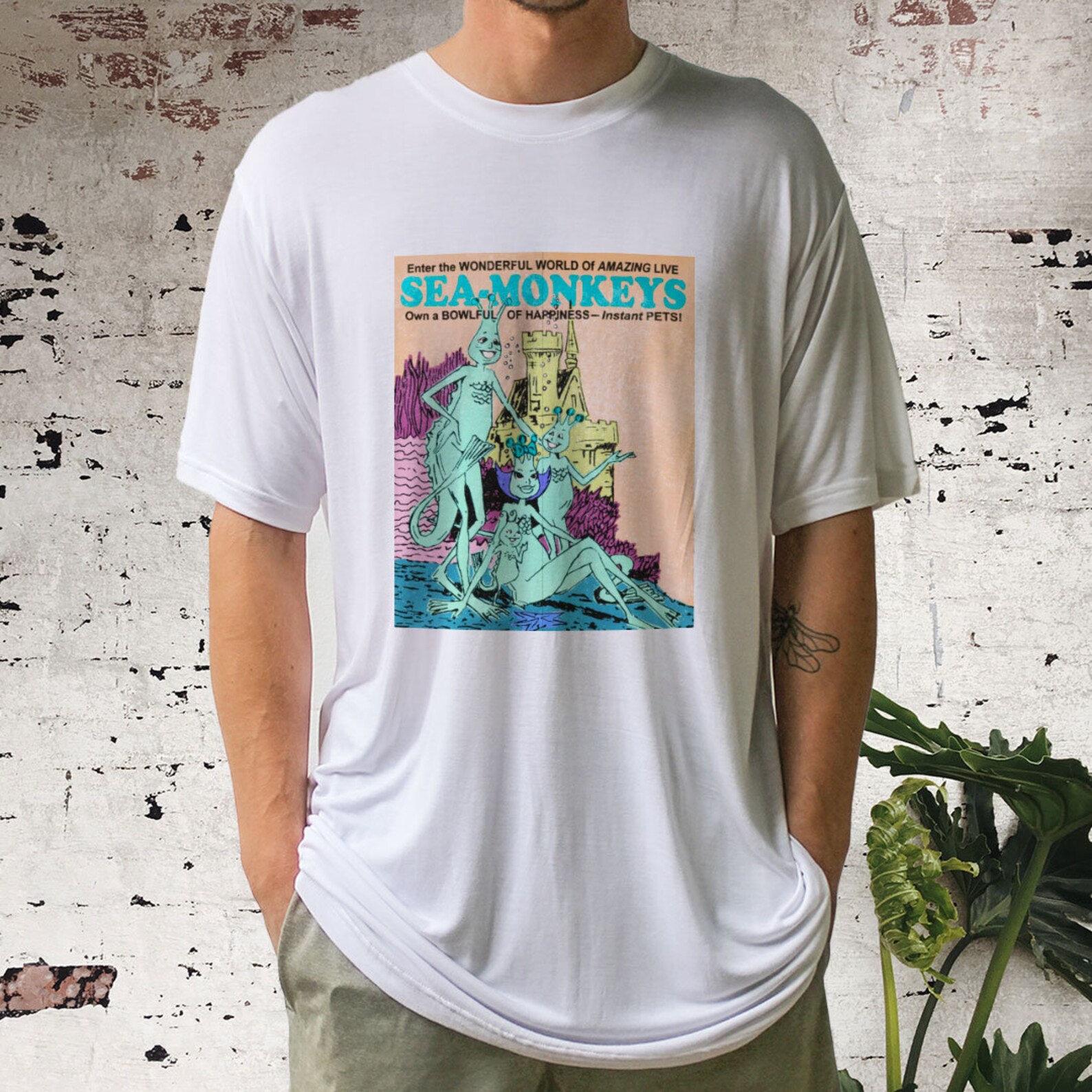 Sea Monkeys T-shirt, Retro Style Nostalgic Pastel Print, 100% Organic ...