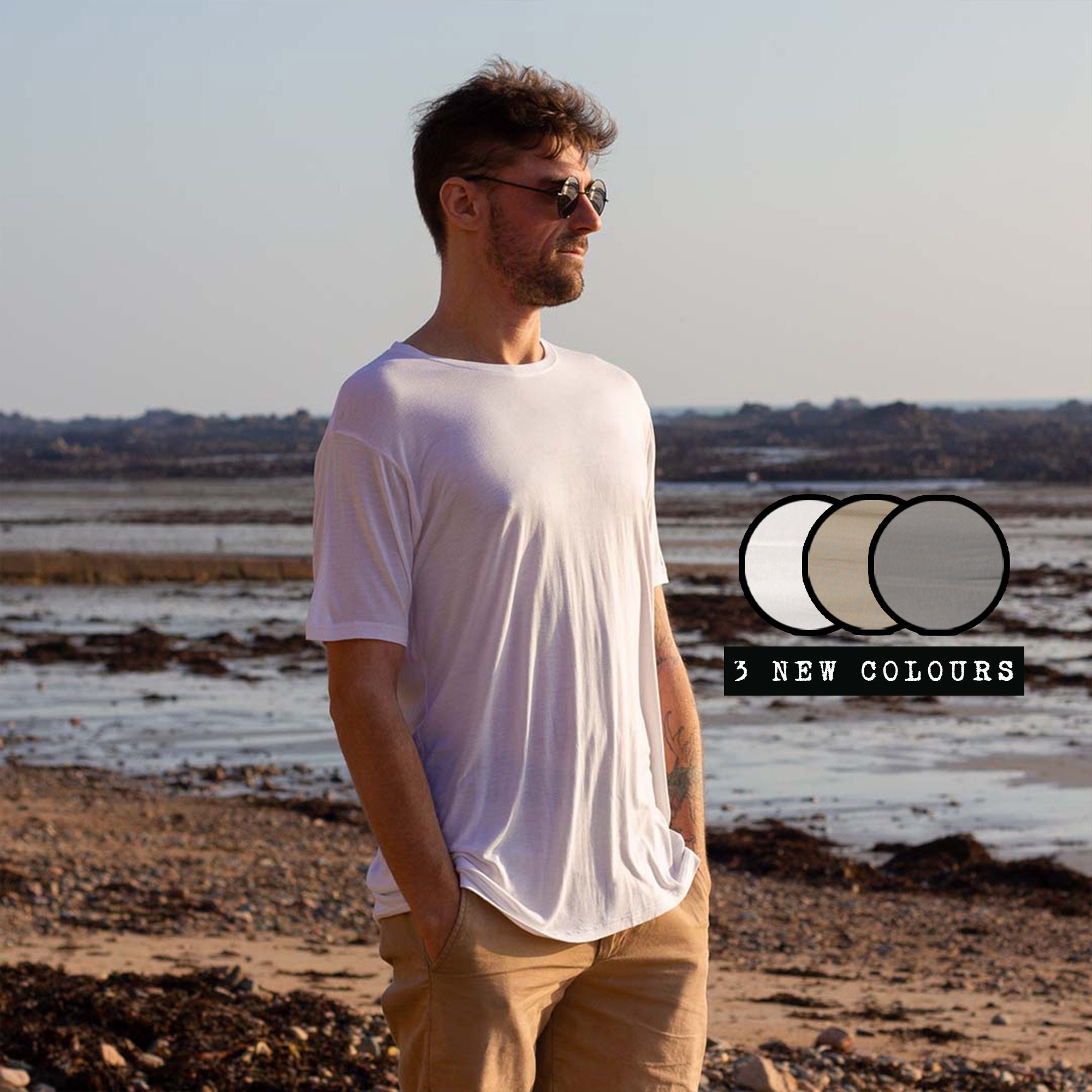 Bamboo T-shirt, 100% Organic and Sustainable Natural White Crew Neck ...