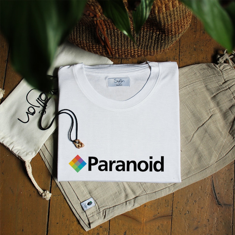 Paranoid T-shirt, Polaroid Style, 100% Organic Bamboo, Handmade, Fun ...