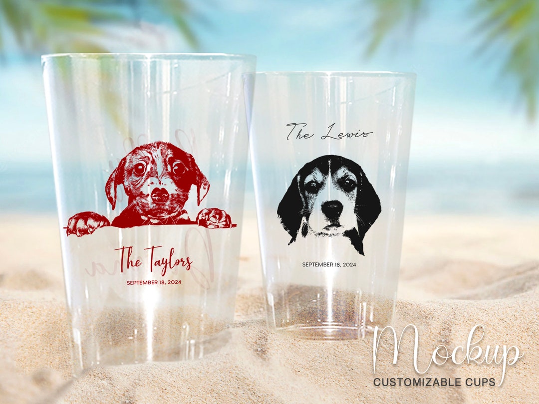 Custom Illustrated Dog Wedding Cups, Pet 12oz, 16oz, 24oz Wedding Cups ...