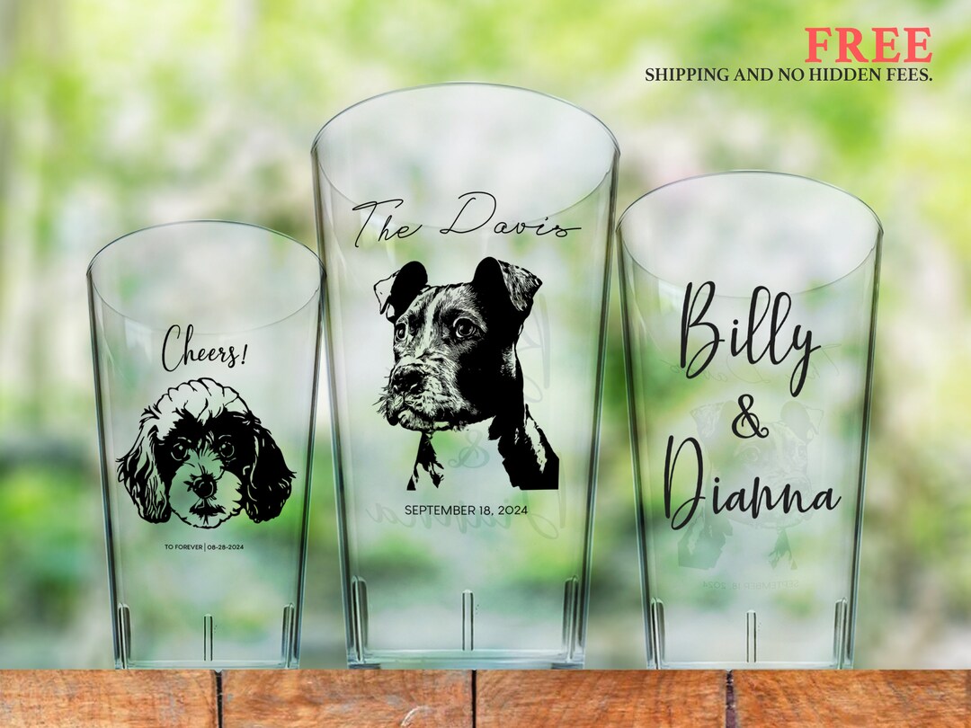 Custom Wedding Illustrated Dog Cups, Custom Wedding Cups, Pet 12oz ...