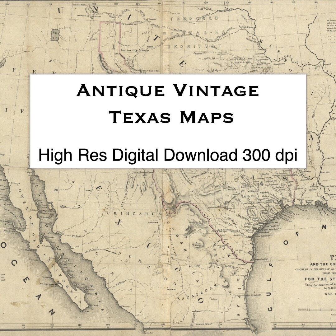 Vintage Texas Map Digital Paper - High Res Digital Instant Download JPG ...