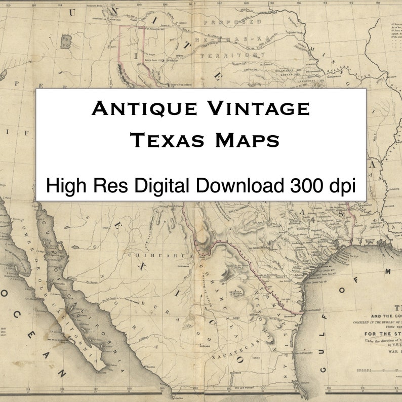 Vintage Texas Map Digital Paper - High Res Digital Instant Download JPG ...