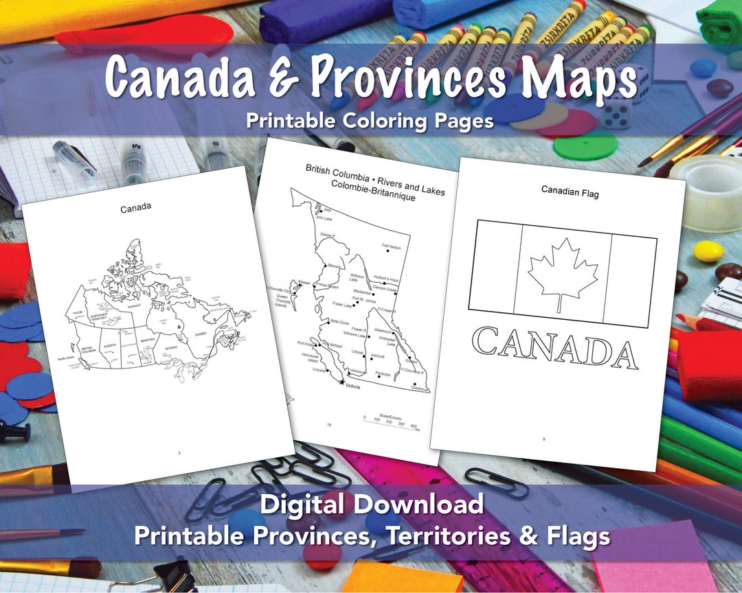 Canada and the Canadian Provinces PDF Map Printable Coloring Pages ...