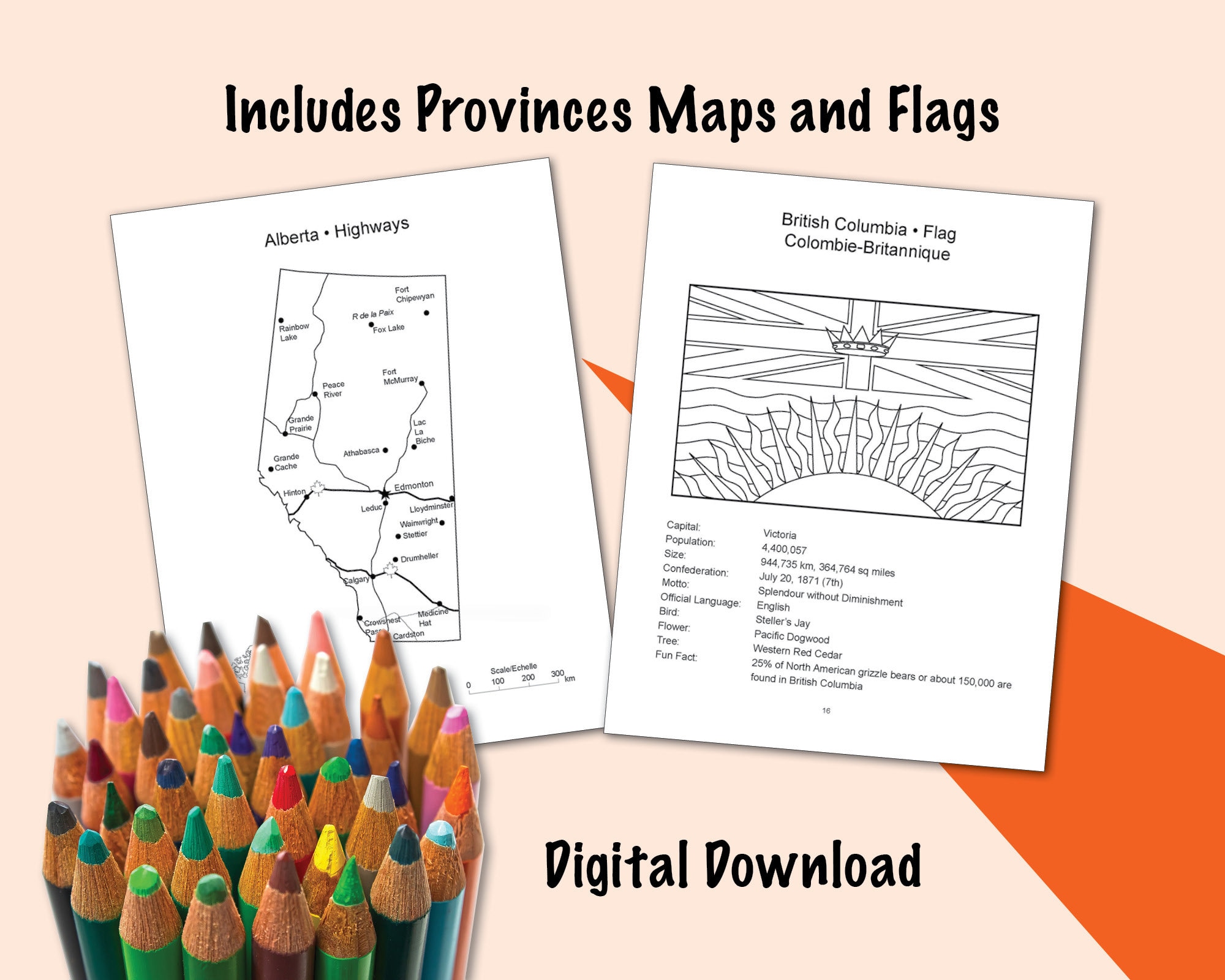 Canada and the Canadian Provinces PDF Map Printable Coloring Pages ...