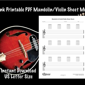 Blank, Printable PDF Sheet Music for Guitar, Mandolin, Ukulele and 4 ...