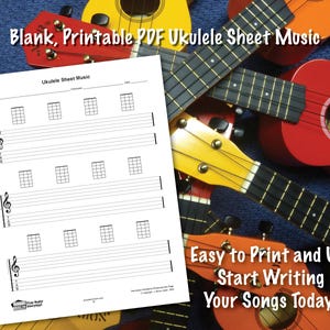 Blank, Printable PDF Sheet Music for Guitar, Mandolin, Ukulele and 4 ...