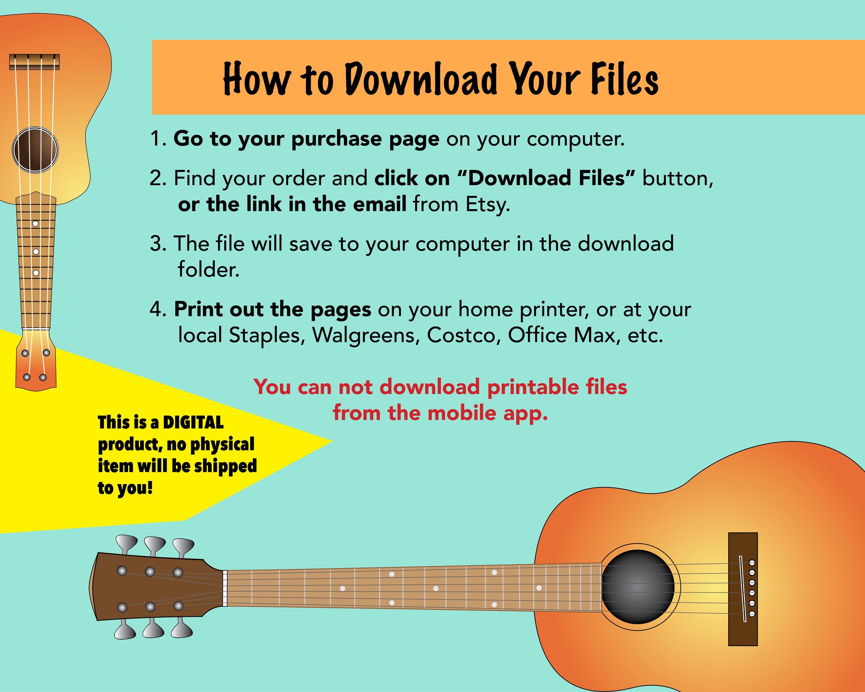 Blank, Printable PDF Sheet Music for Guitar, Mandolin, Ukulele and 4 ...