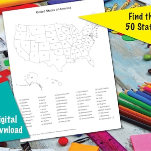USA 50 States Printable PDF Maps | Activity Sheets and Coloring Pages ...