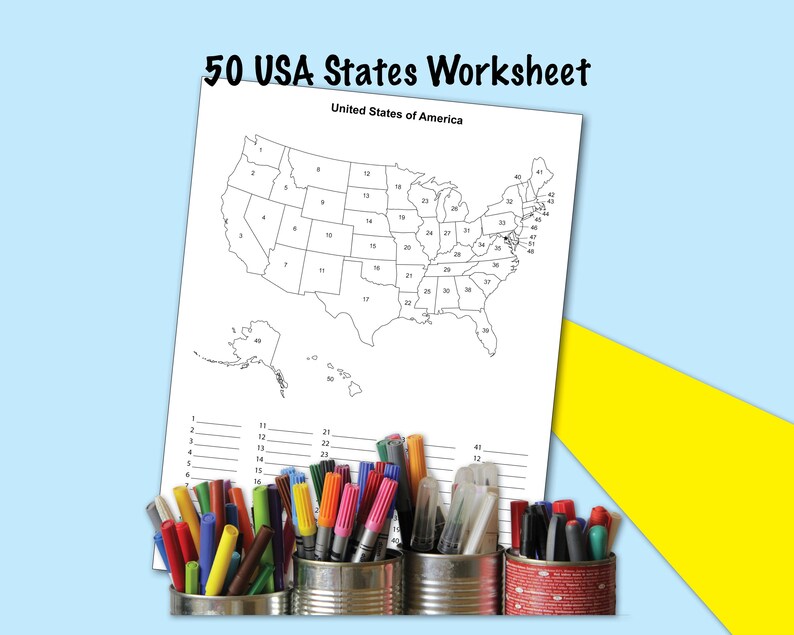USA 50 States Printable PDF Maps | Activity Sheets and Coloring Pages ...