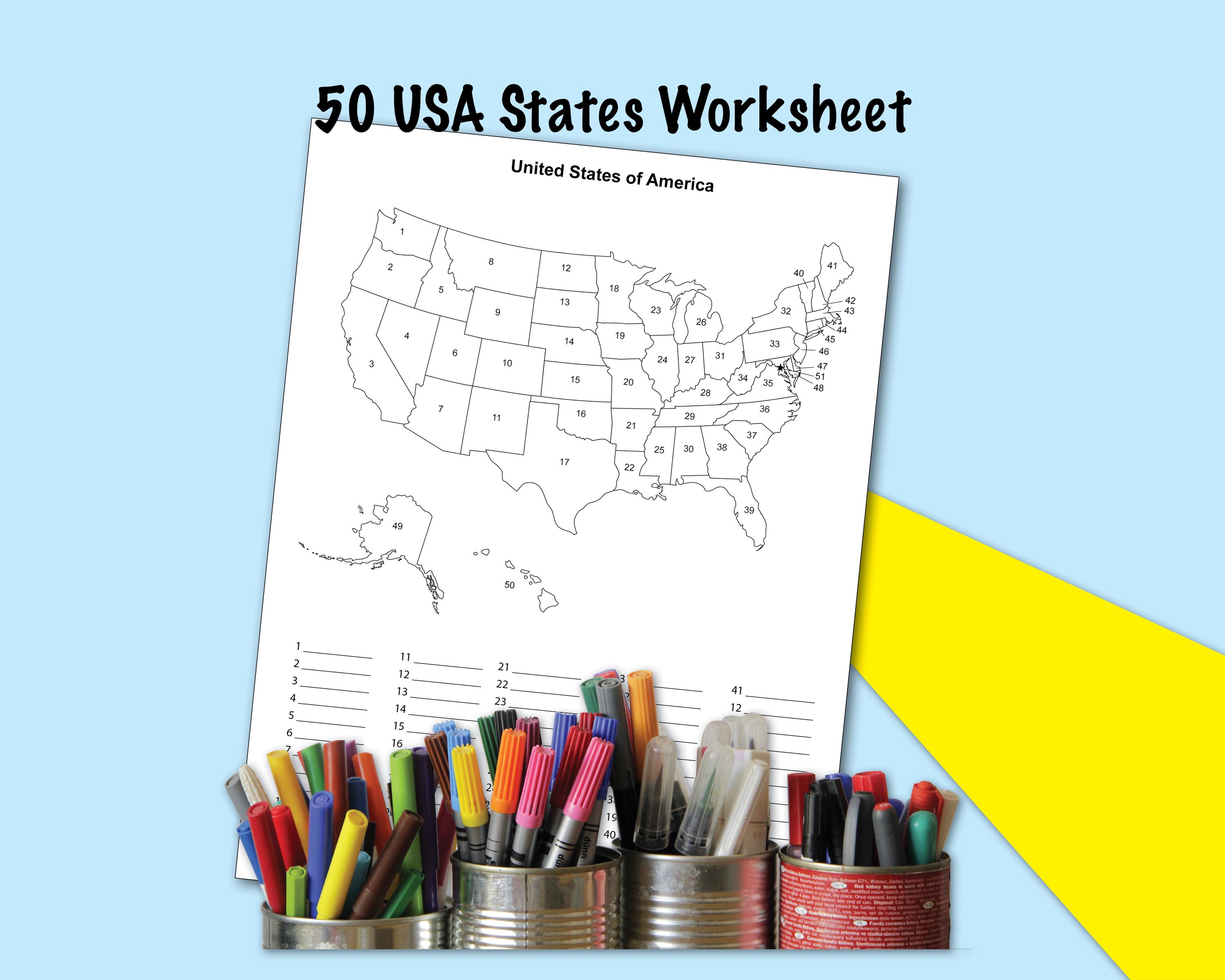 USA 50 States Printable PDF Maps | Activity Sheets and Coloring Pages ...