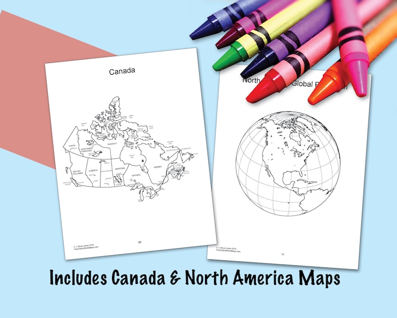 World Regional Maps: Printable Coloring Pages (PDF Download) - Etsy