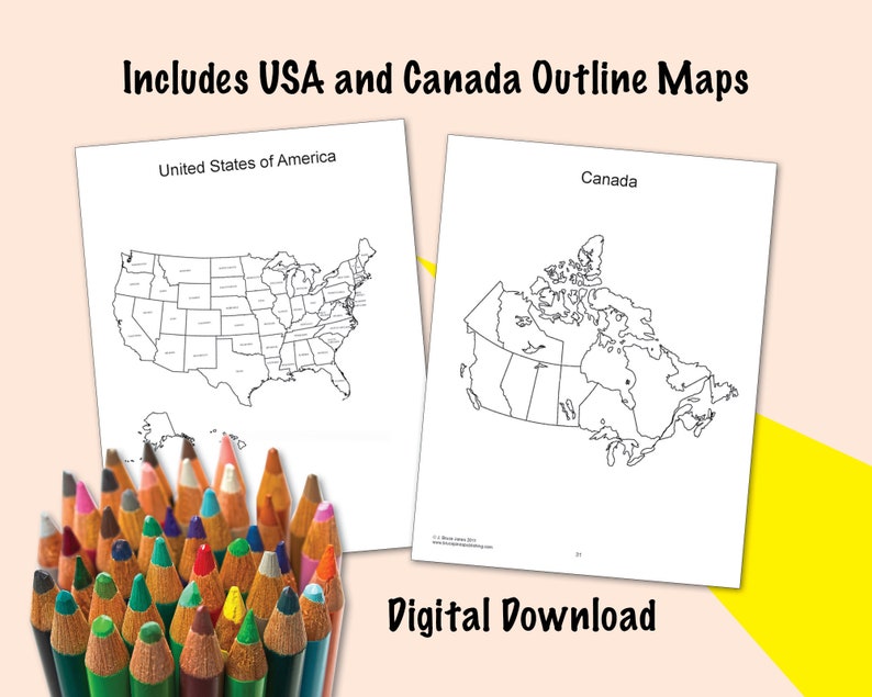 World Maps and Globes PDF Printable Coloring Pages, Blank, Outline Maps ...