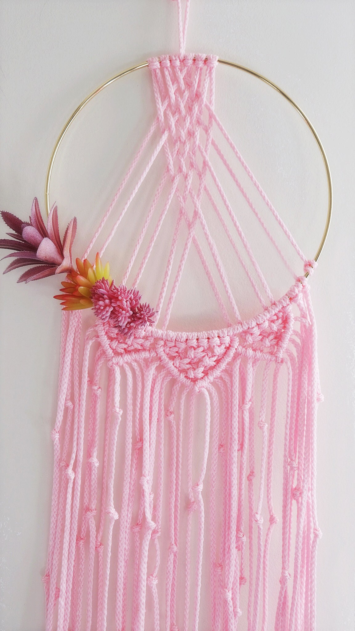 Pink Macrame Dream Catcher Wall Hanging - Etsy