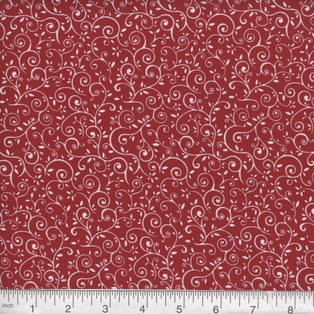 Red and White Floral and Swirls Cotton Fabric Fabric by the Yard - Etsy
