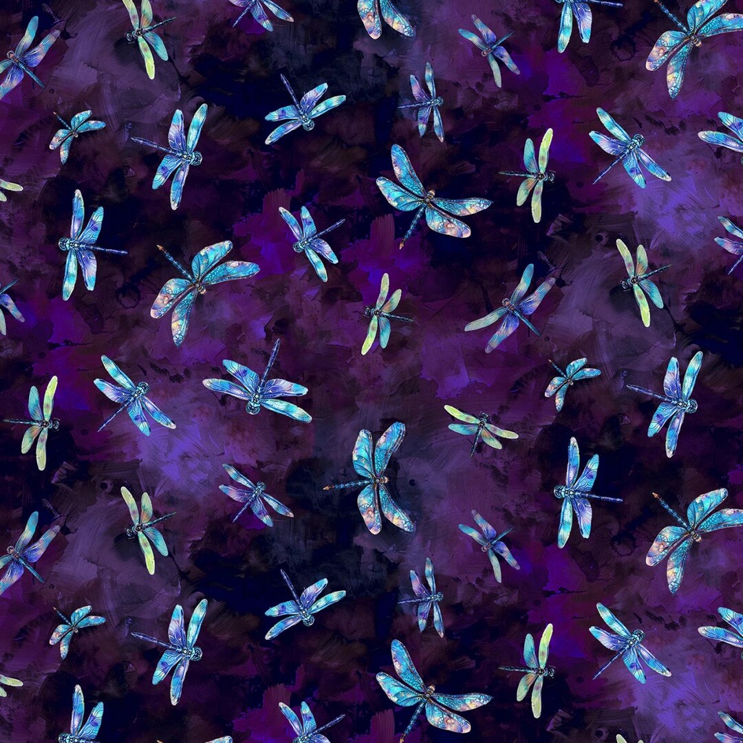 Purple Flying Dragonflies by Timeless Treasure Dragonfly Illusion ...