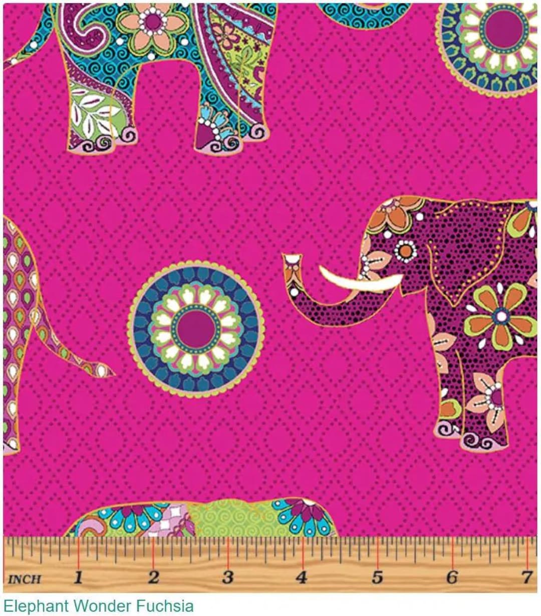 Fuchsia Elephant Wonder With Metallic by Benartex Premium Quilting ...