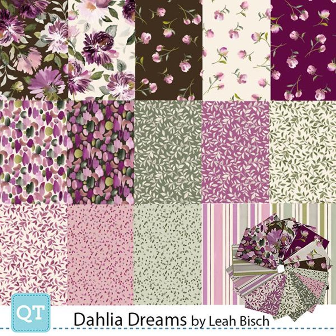 DAHLIA DREAM Fat Quarter Bundle by QT Fabrics Premium Quilting Cotton ...