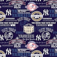 MLB Fabric New York Yankees in Navy Blue 100% Cotton From Fabric ...