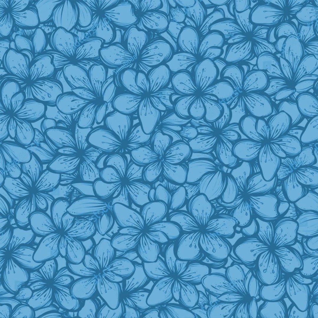 Blue Cherry Blooms Cotton Fabric Floral Fabric by the Yard Fabric for ...