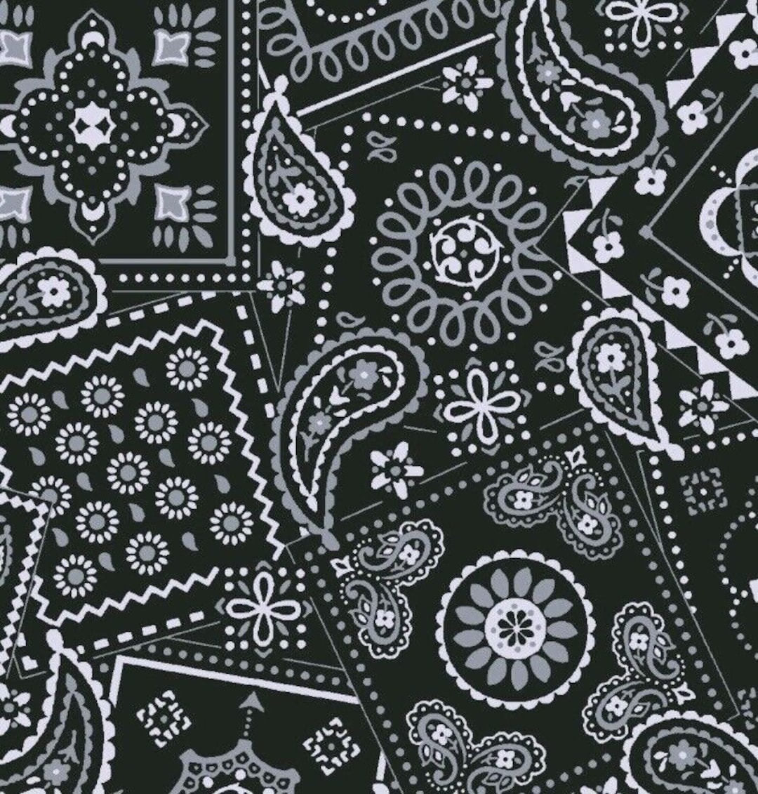 Black Bandana Print Cotton Fabric Premium Quilting Cotton Fabric ...