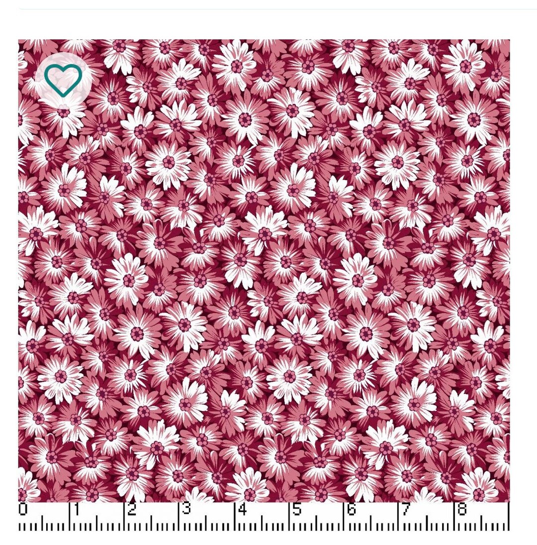 Sunshine Burgundy Cotton Fabric Daisies Fabric by the Yard Fabric for ...