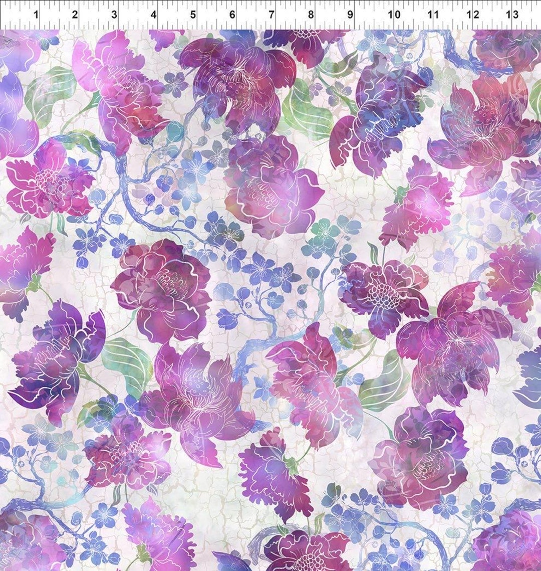 Ethereal Large Floral Purple 1JYT3 Quality Cotton Fabric From in the ...