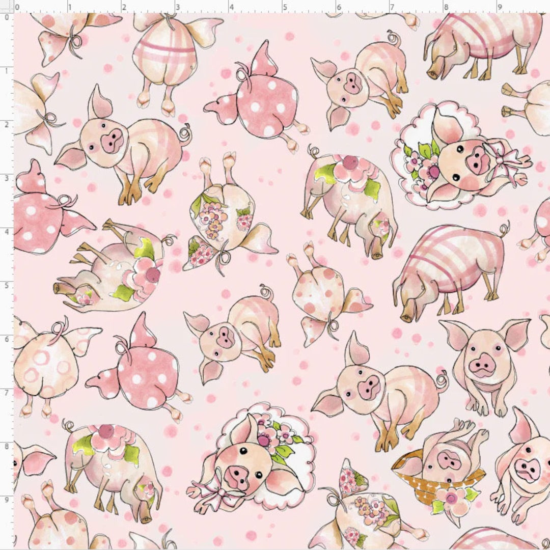 Piggie Toss by Loralie Harris for Loralie Designs Fabric Funny Pigs and ...