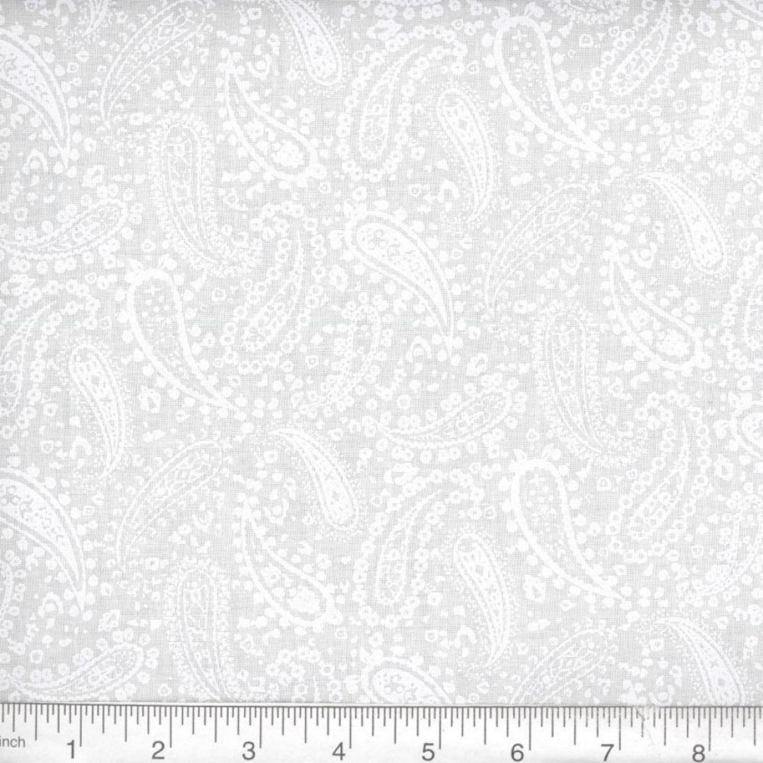 White on White Perfect Paisley Quilting Cotton Fabric White Tonal ...