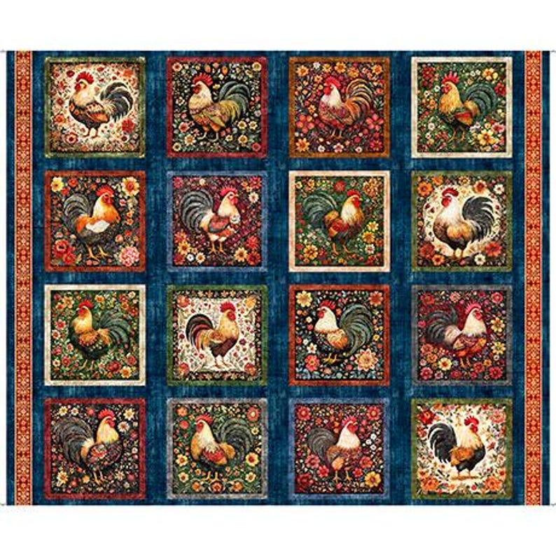 Rooster Picture Patch Panel in Navy From Rule the Roost Collection by ...