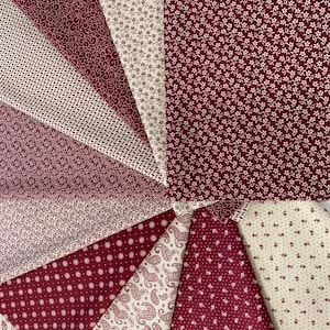 Burgundy and Cream Old Fashioned Look Cotton Fabric by the Yard, Fat ...