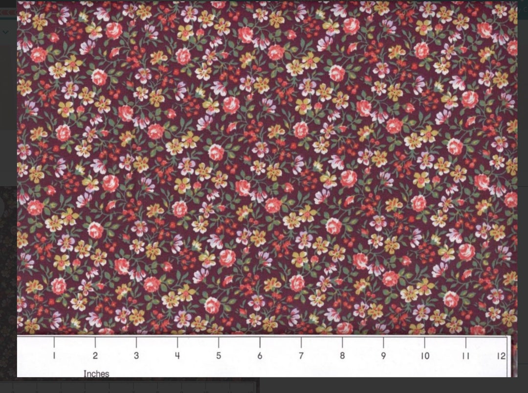 Burgundy Calico Country Florals Quilting Cotton Medium Print - Etsy