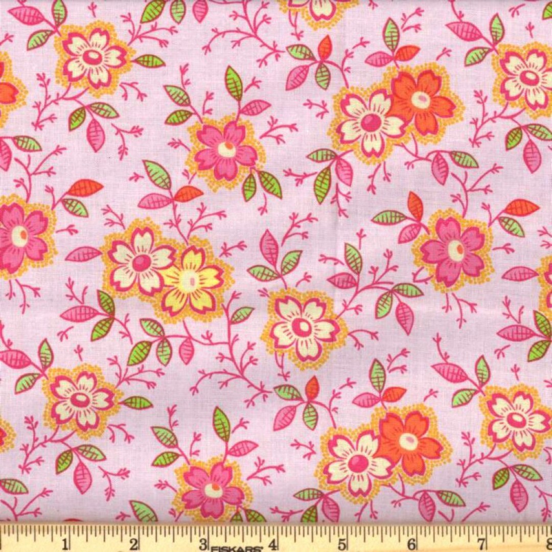 Happy Light Pink Cotton Fabric Floral Fabric by the Yard Fabric for ...