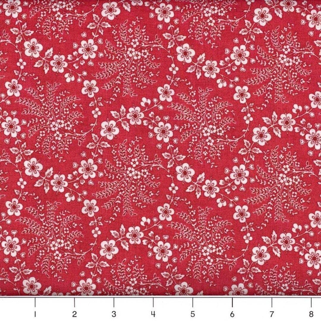 Dark Red Trellis Dance Cotton Fabric Premium Quilting by the Yard Cut ...