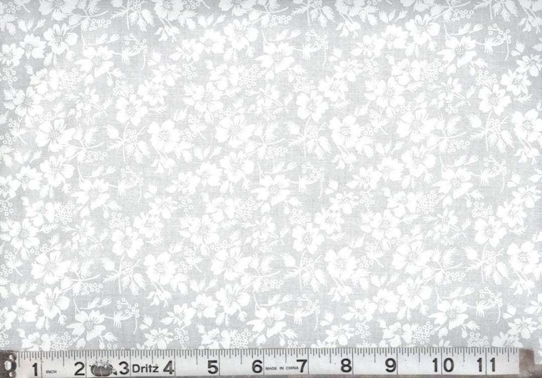 White on White Floral Quilting Cotton Fabric White Tonal Fabric by the ...