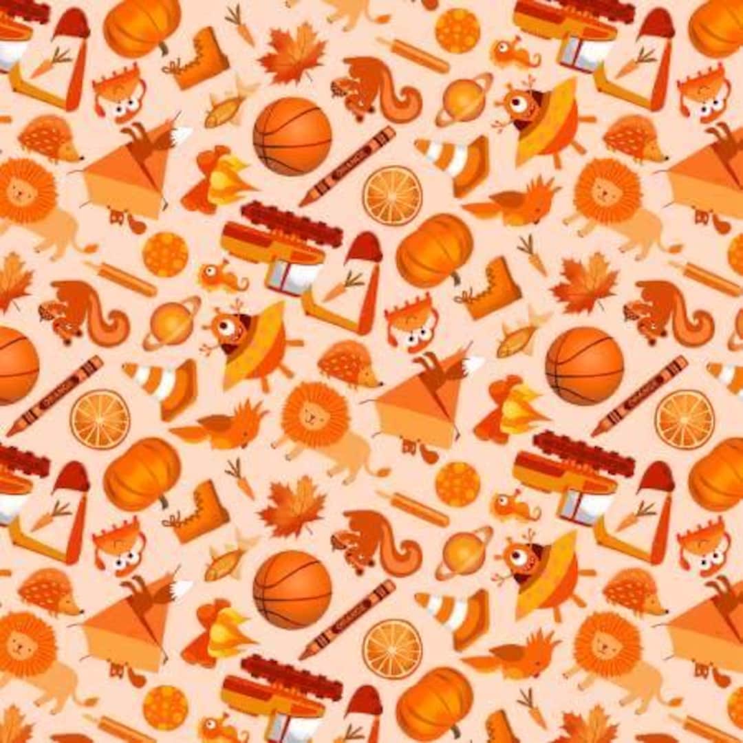 Orange Mini I Spy Objects by Timeless Treasures Fabrics Premium Cotton ...