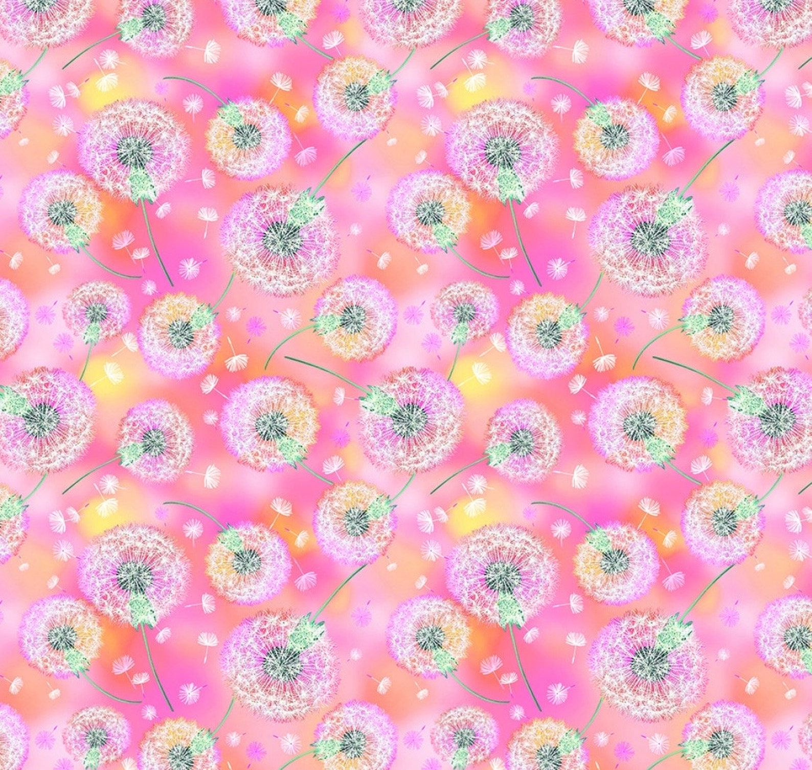 Pink Ethereal Dandelion Field Fanciful Fronds by Timeless Treasures ...